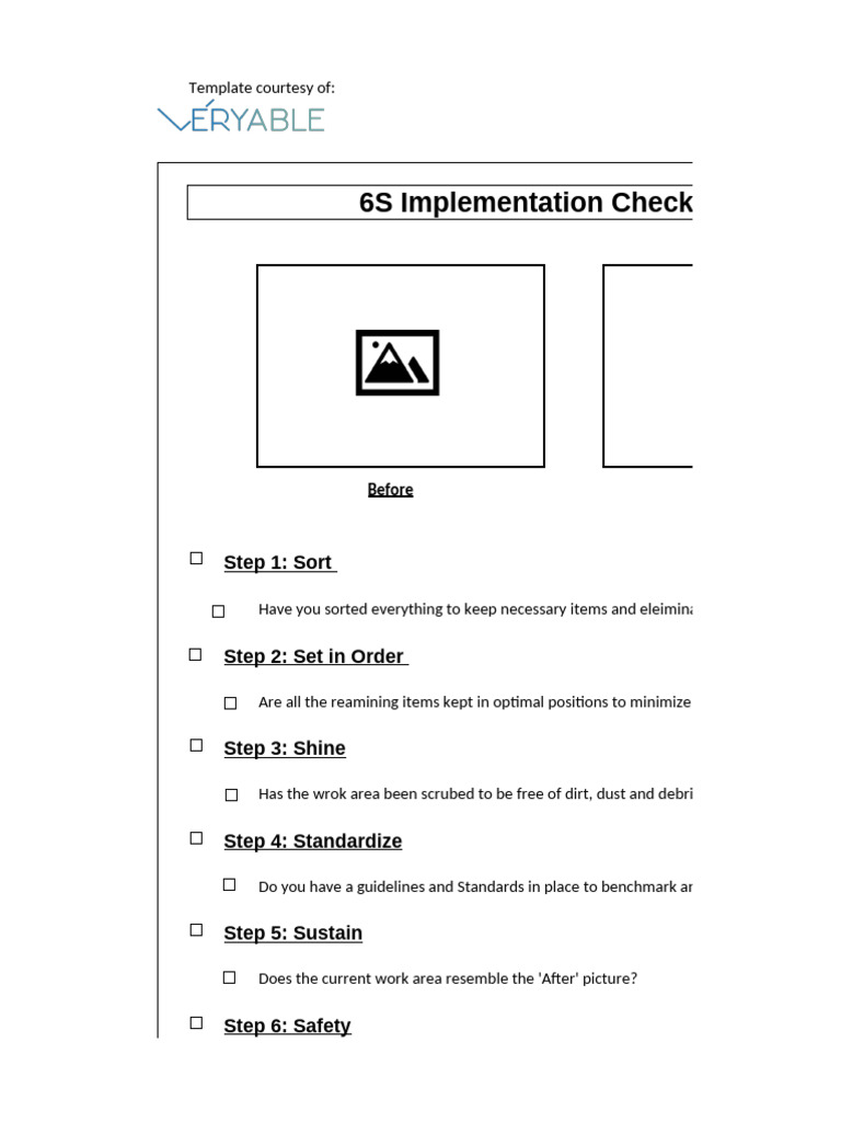 6S Implementation Checklist Guide | PDF