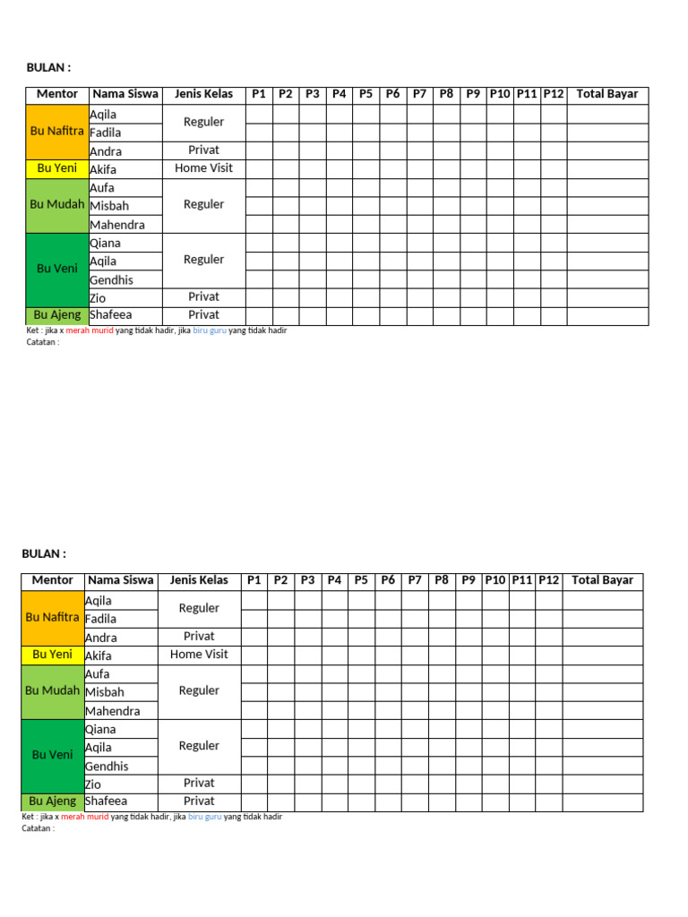 Absensi_Bimbel | PDF