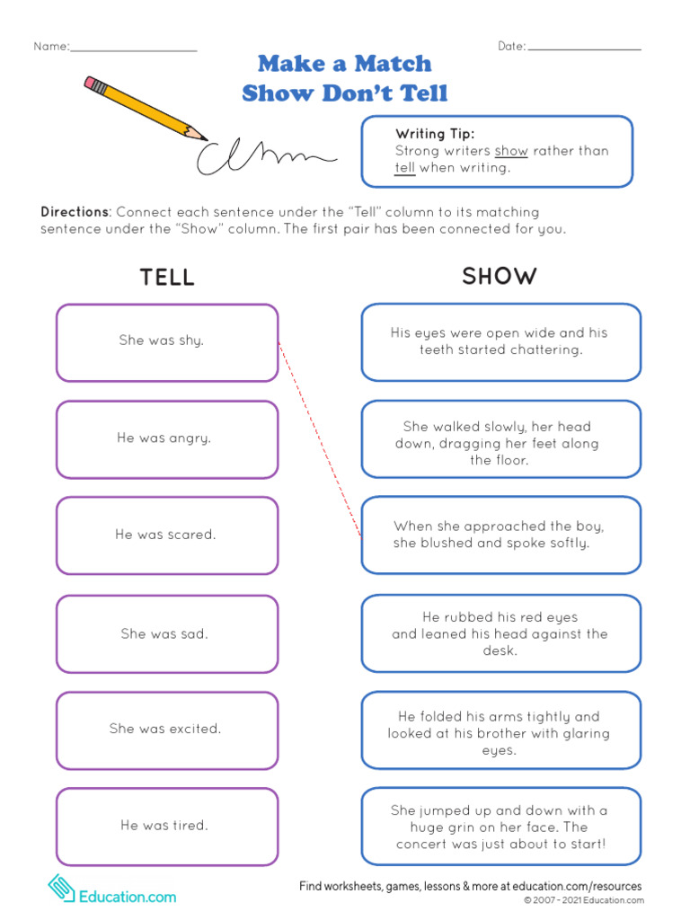 Show vs. Tell Writing Exercise | PDF