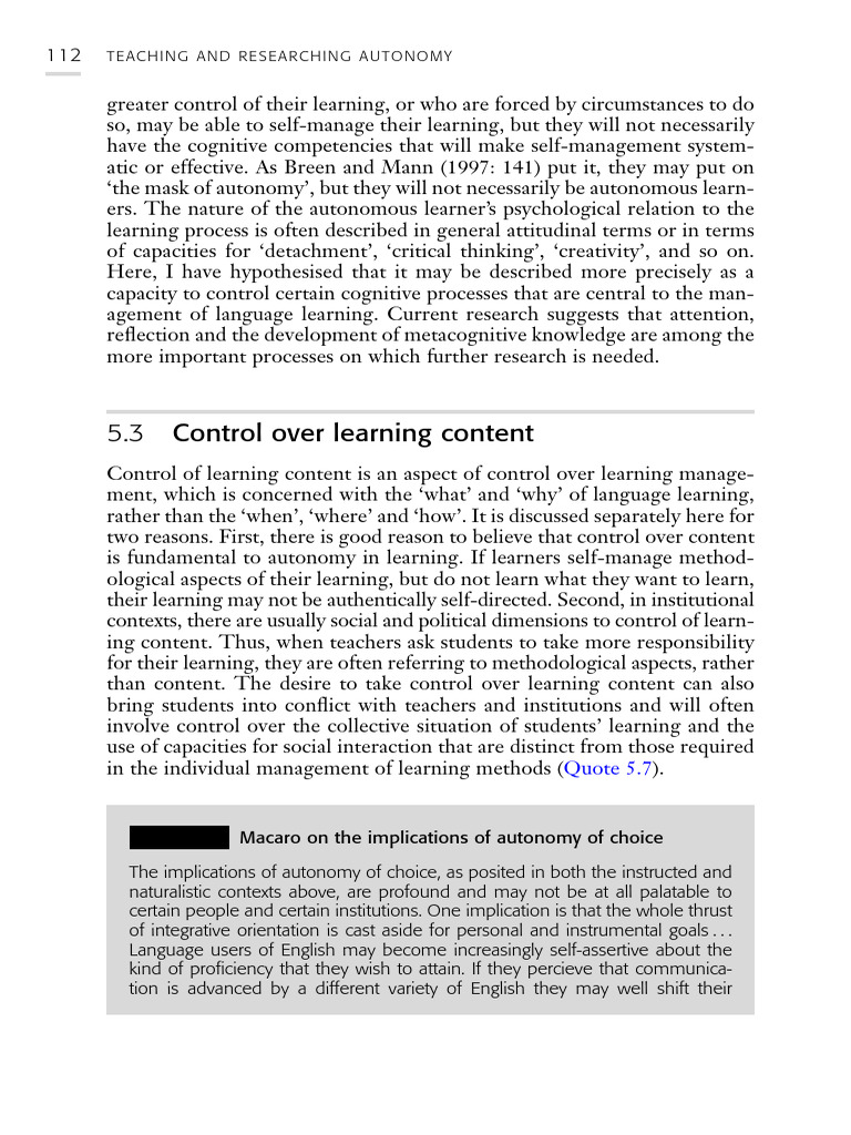 Teaching and Researching - Autonomy - Learning Content | PDF | Learning ...