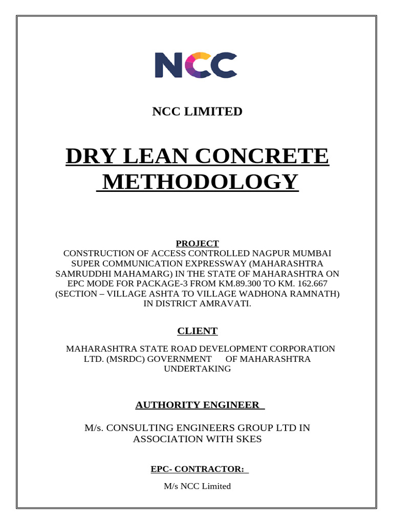 Dry Lean Concrete Methodology for Expressway | PDF | Concrete | Cement