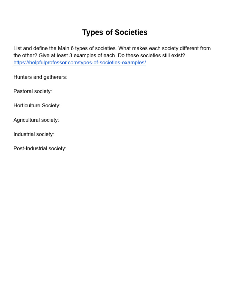 Types of Societies | PDF
