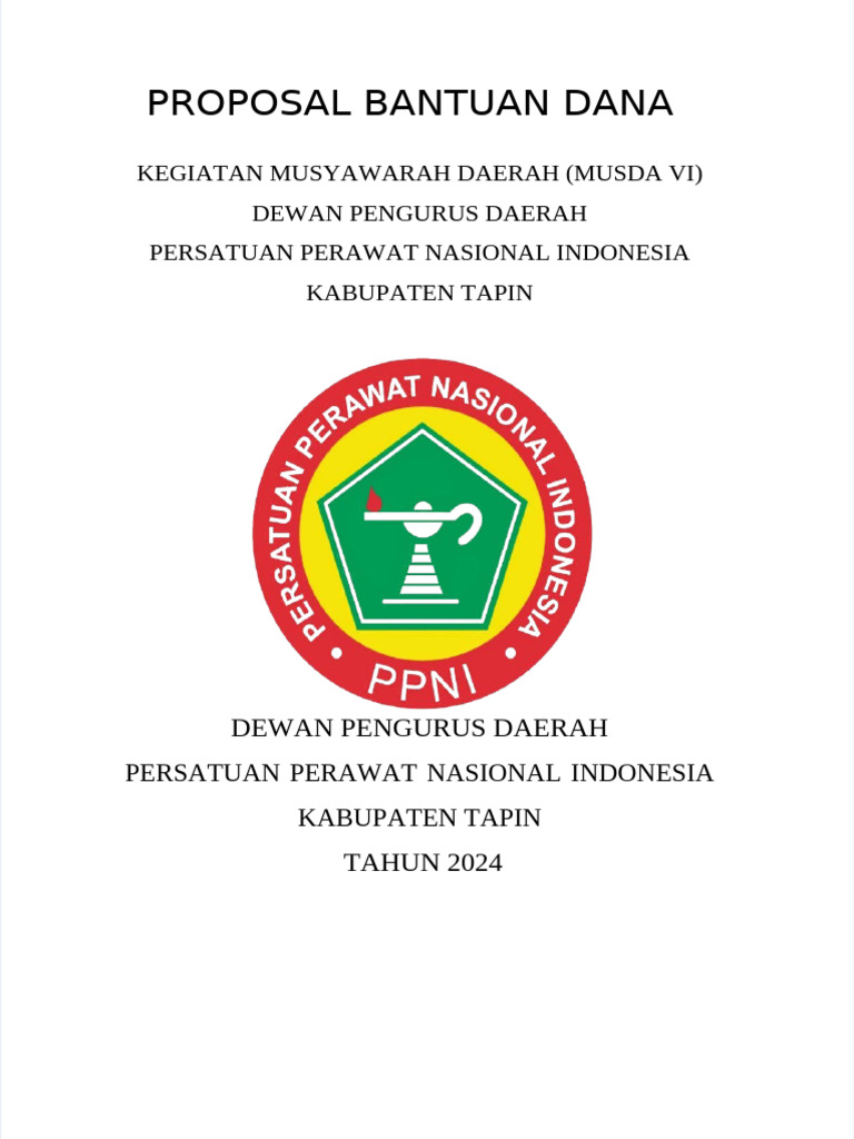 Permohonan Dana MUSDA VI PPNI Tapin | PDF