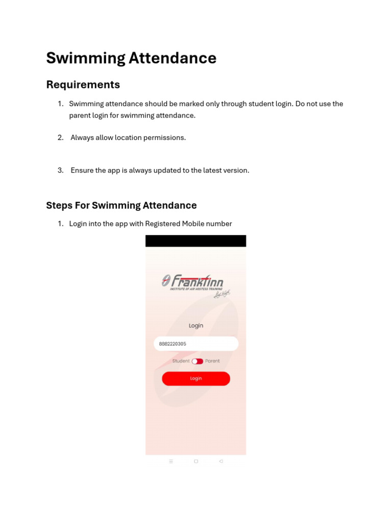 Swimming Attendance | PDF