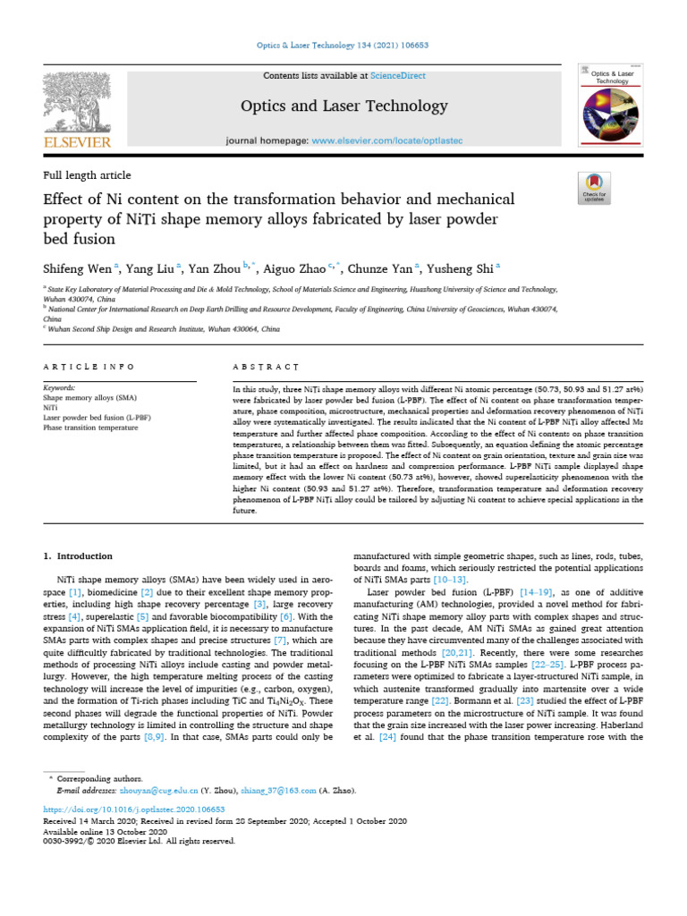Effect of Ni Content On The Transformation Behavior and Mechanical ...