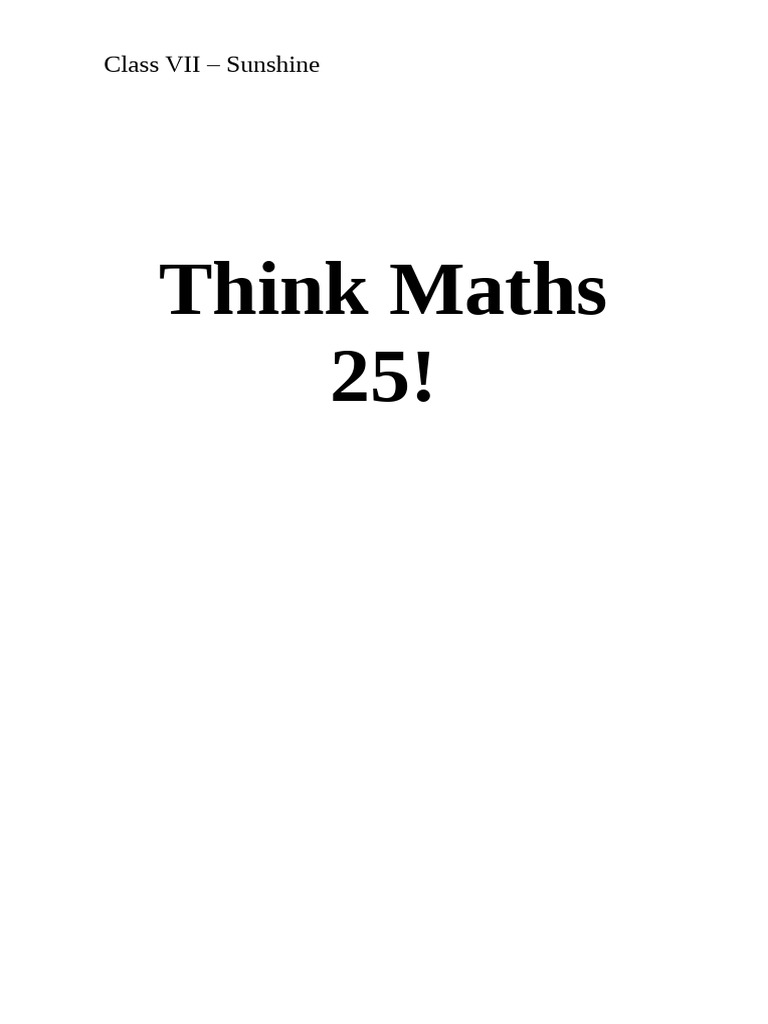 Think Maths 25 | PDF