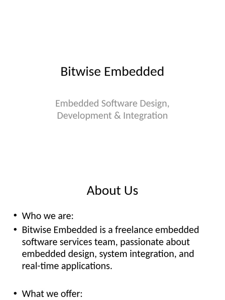 Bitwise Embedded Presentation | PDF
