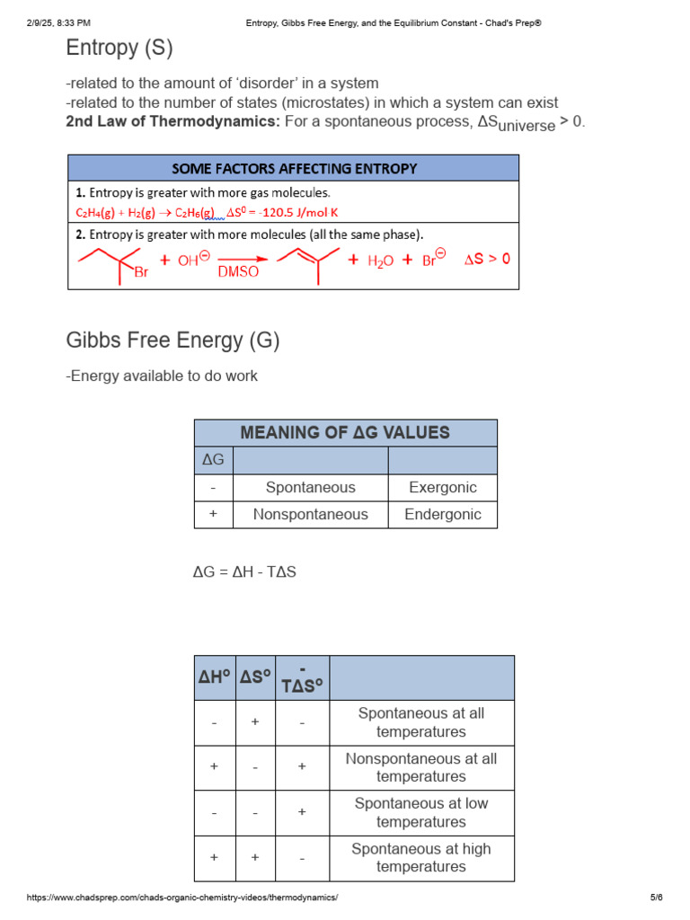 Gibbs Free Energy and Entropy Explained | PDF | Gibbs Free Energy | Entropy