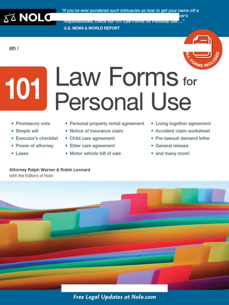 101 Law Forms For Personal Use (8th Edition) Warner | PDF | Lease | Renting