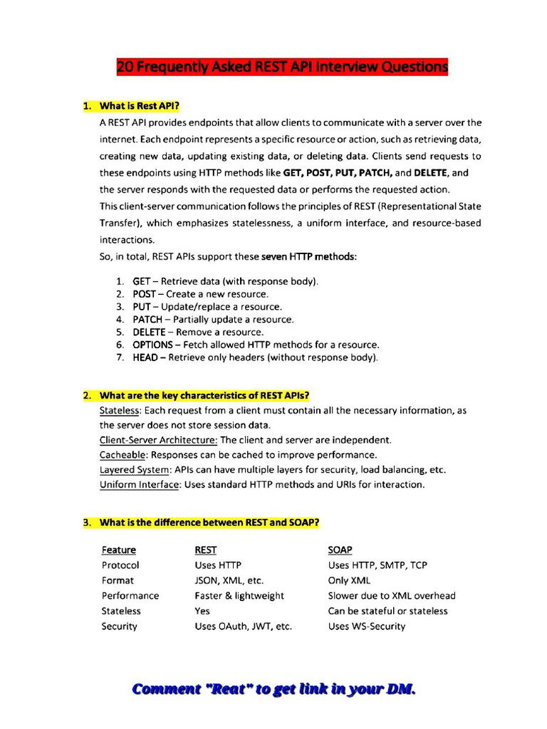 ?rest API Notes - Interview Questions? | PDF