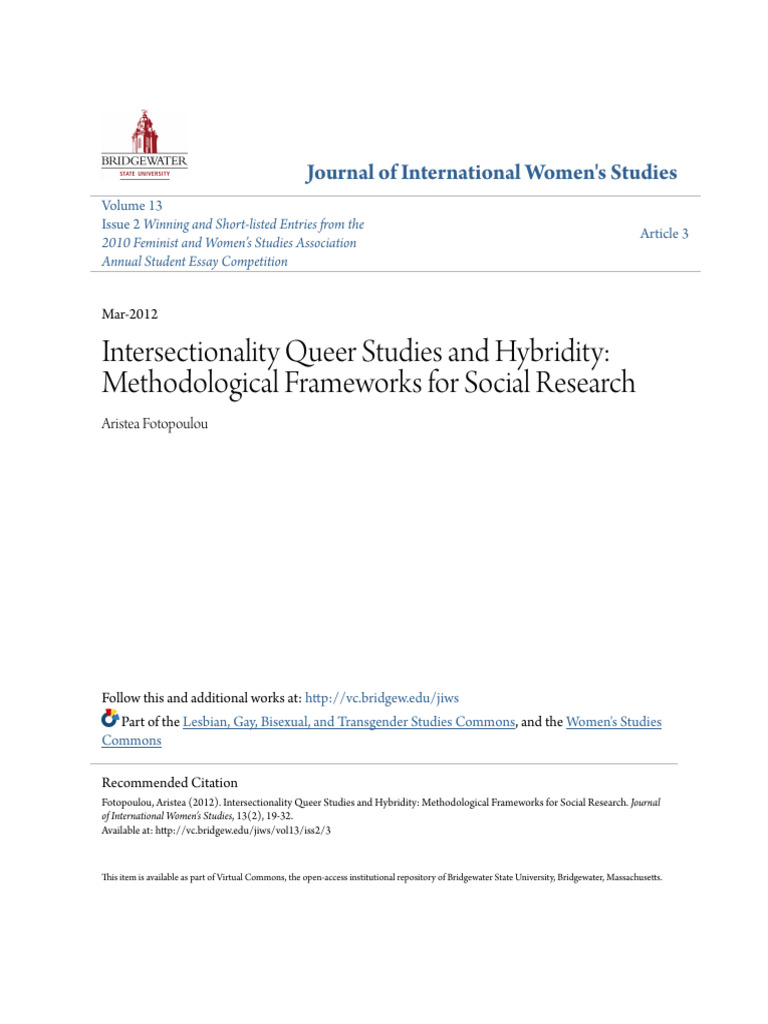 Intersectionality Queer Studies and Hybridity | PDF | Intersectionality | Gender Studies