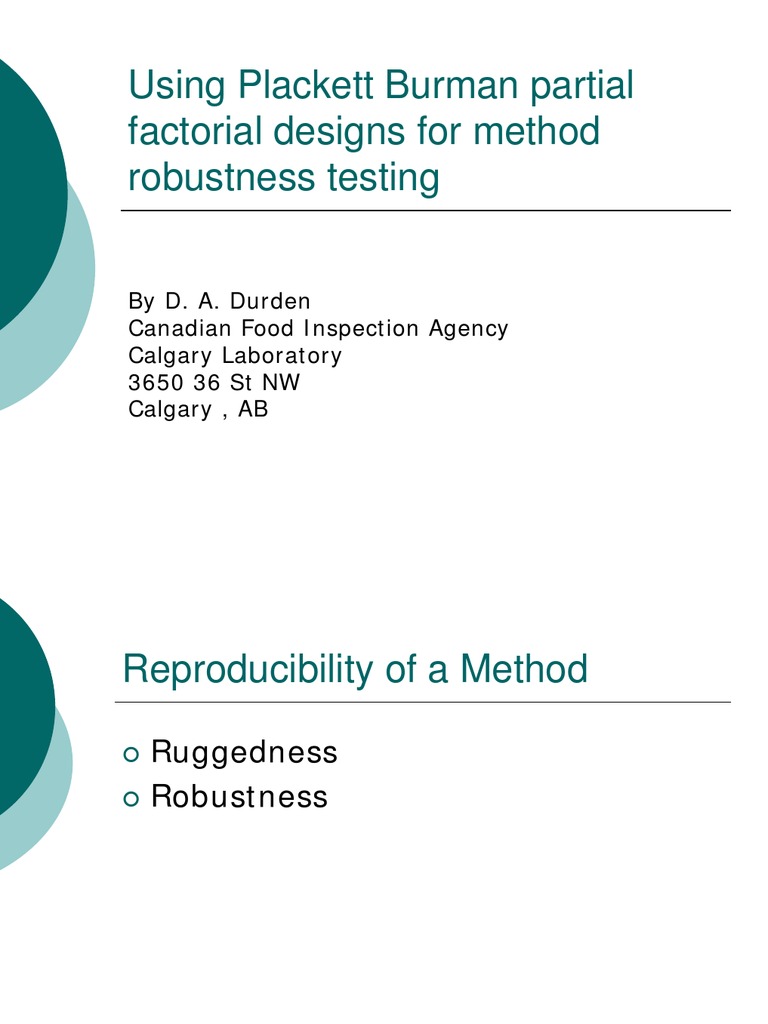 Plackett-Burman Design for Method Robustness | PDF | Robust Statistics ...