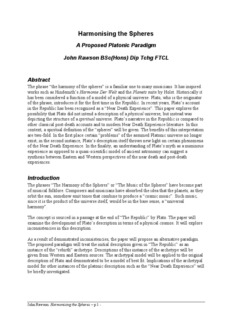 Plato's Harmony of the Spheres Explained | PDF | Chakra | Pythagoras