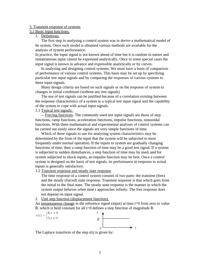 Control System Transient Response Analysis | PDF | Mathematics ...