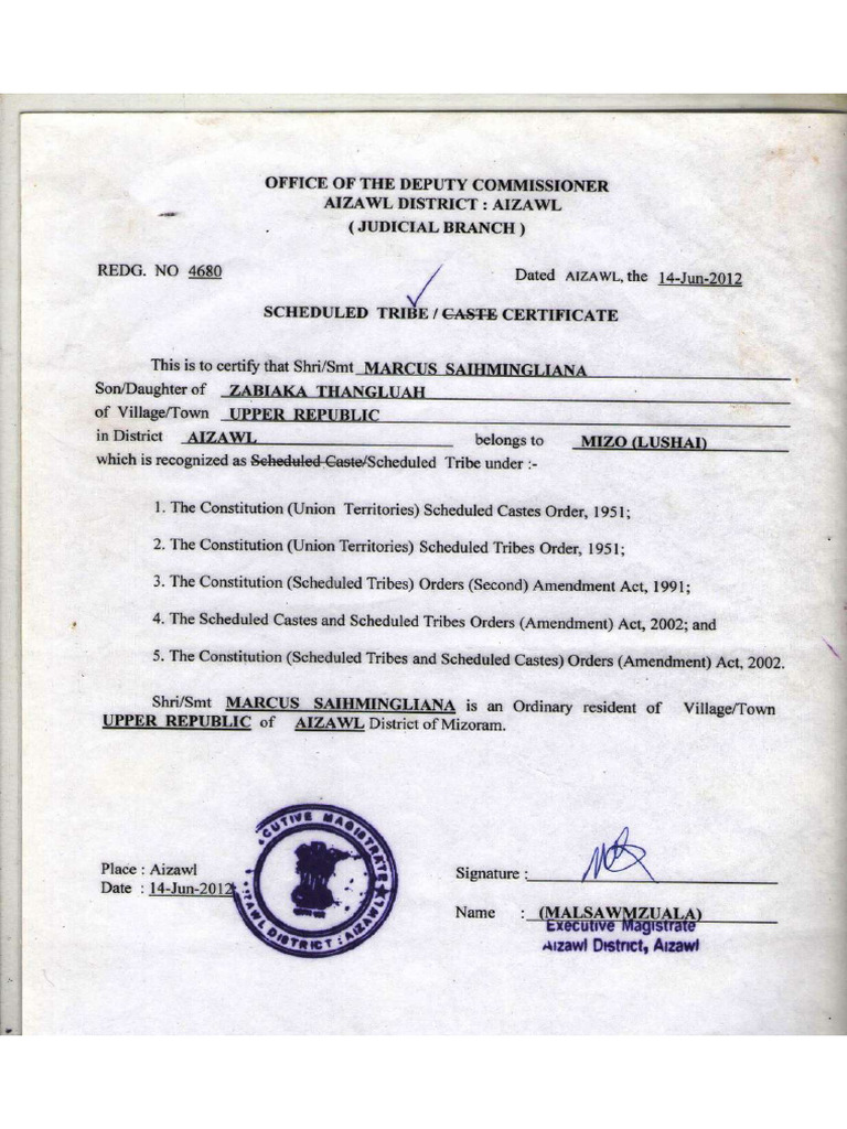 Tribal Certificate | PDF
