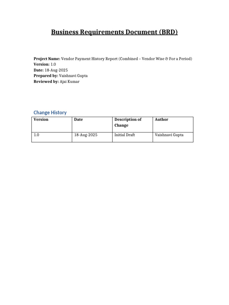 Vendor Payment History Report Overview | PDF | Invoice | Audit