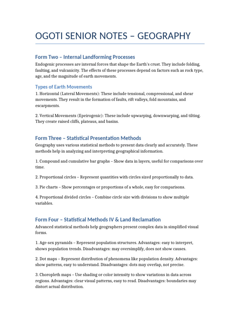 Geography Notes for Form 3 Students | PDF