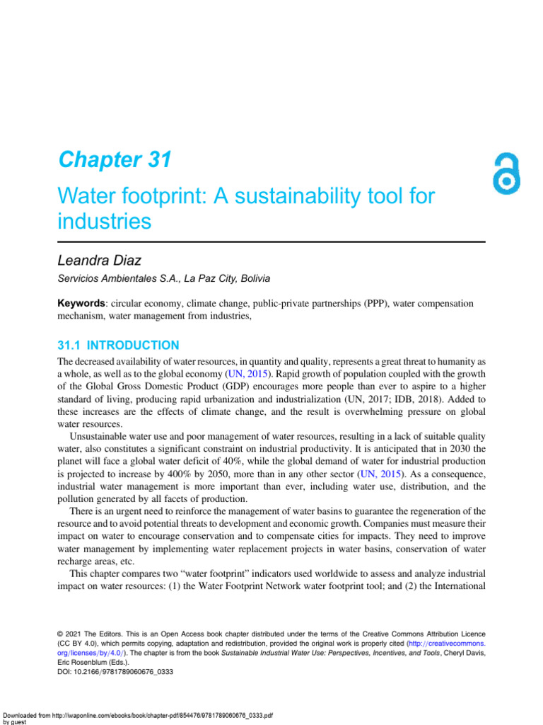 Water Footprint A Sustainability Tool For Industries | PDF | Life Cycle ...