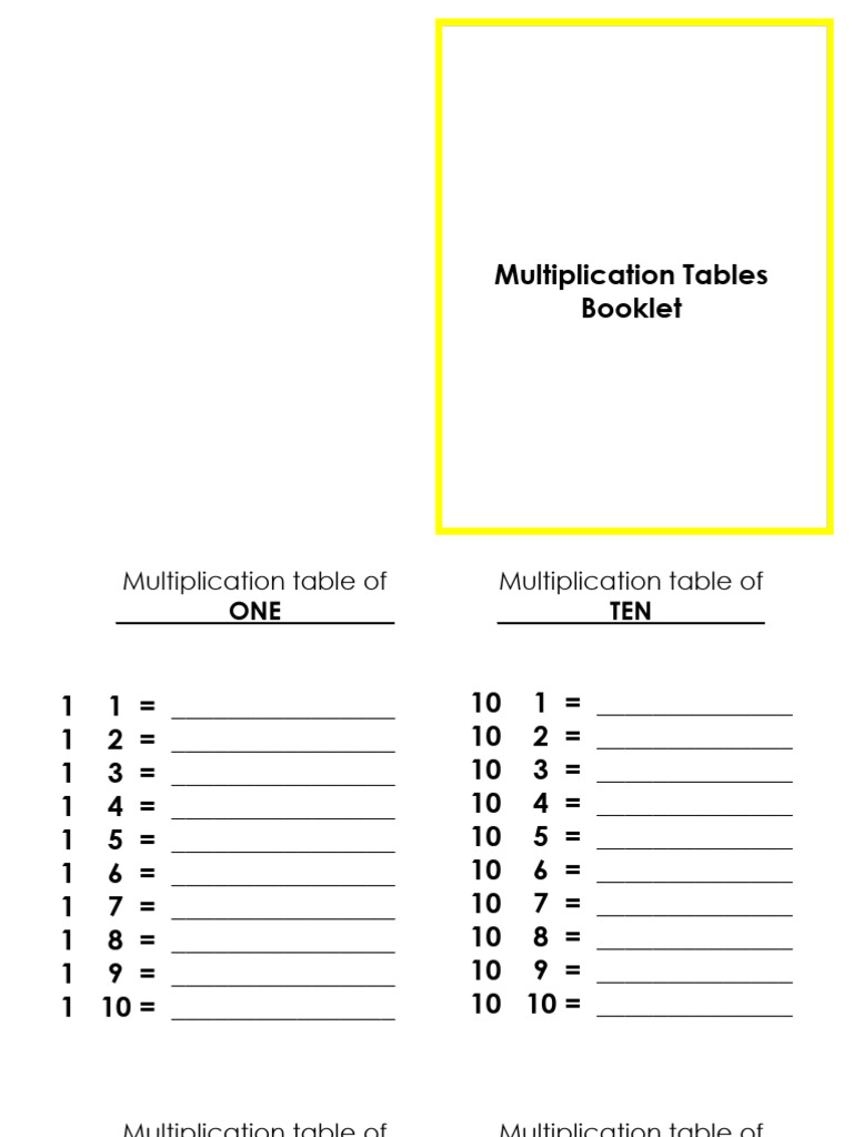 Multiplication Table Booklets | PDF | Multiplication | Arithmetic