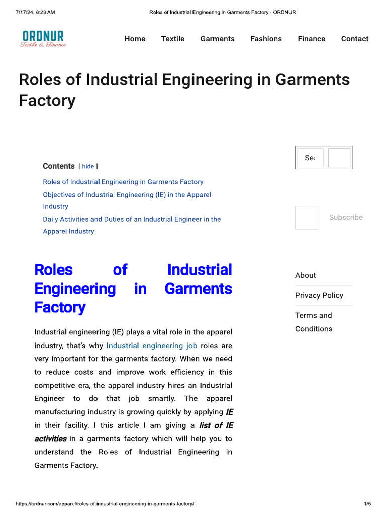 Roles of Industrial Engineering | PDF