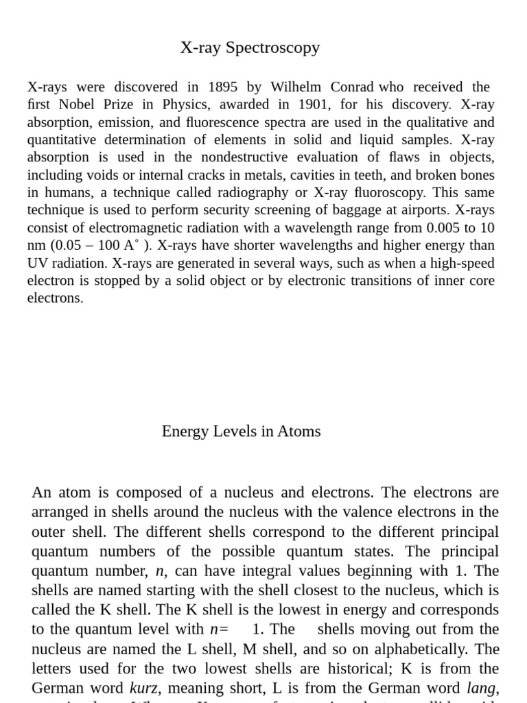 Overview of X-Ray Spectroscopy Techniques | PDF | X Ray | Energy ...