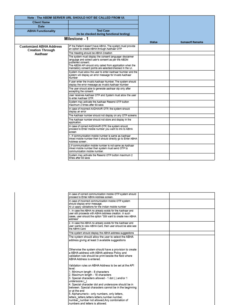 ABDM Functionality Checklist - M1 | PDF | Software | Computing