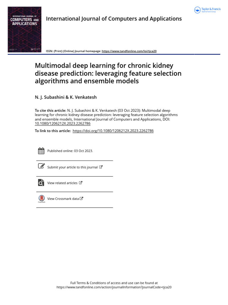 Deep Learning for CKD Prediction Models | PDF | Chronic Kidney Disease ...