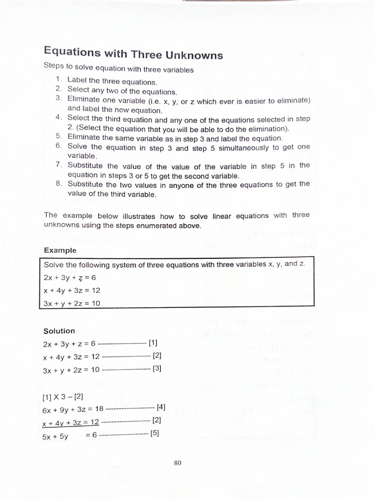 Equations With Three Unknowns | PDF