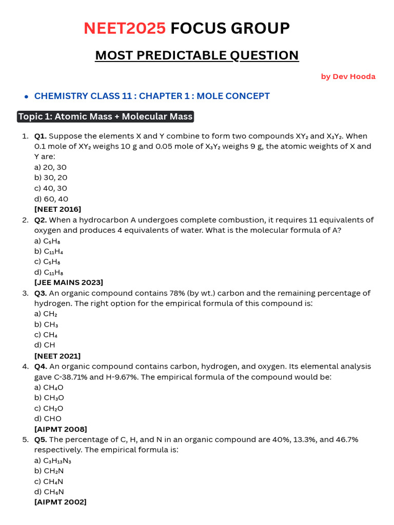 Mole Concept & Stoichiometry Guide | PDF | Stoichiometry | Mole (Unit)