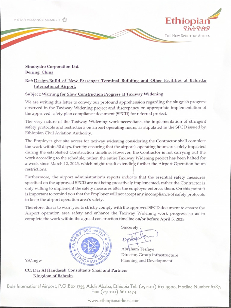 Warning For Slow Construction Progress at Taxiway Widening | PDF