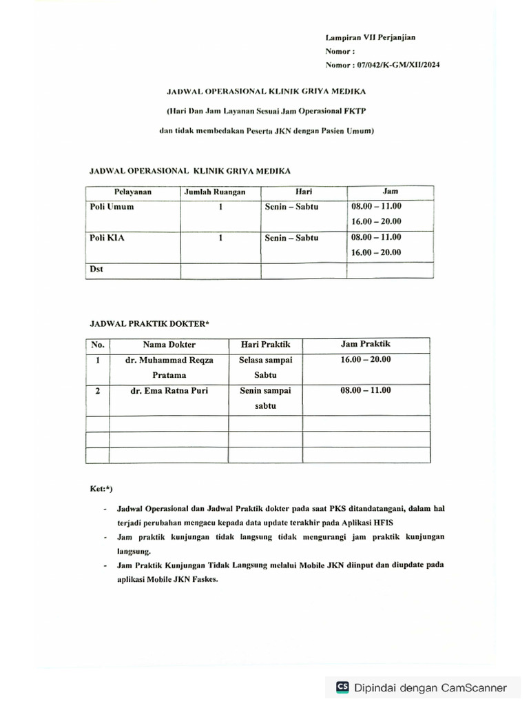 Jadwal Operasional | PDF