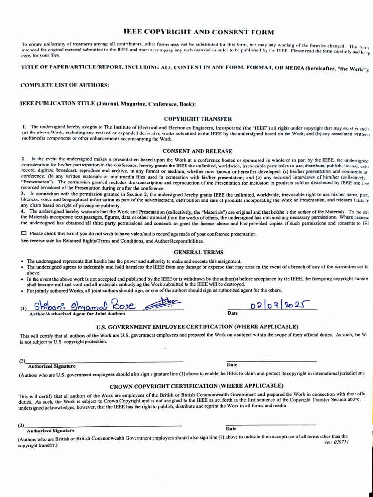 IEEE Copyright Form Submission | PDF | Copyright | Derivative Work