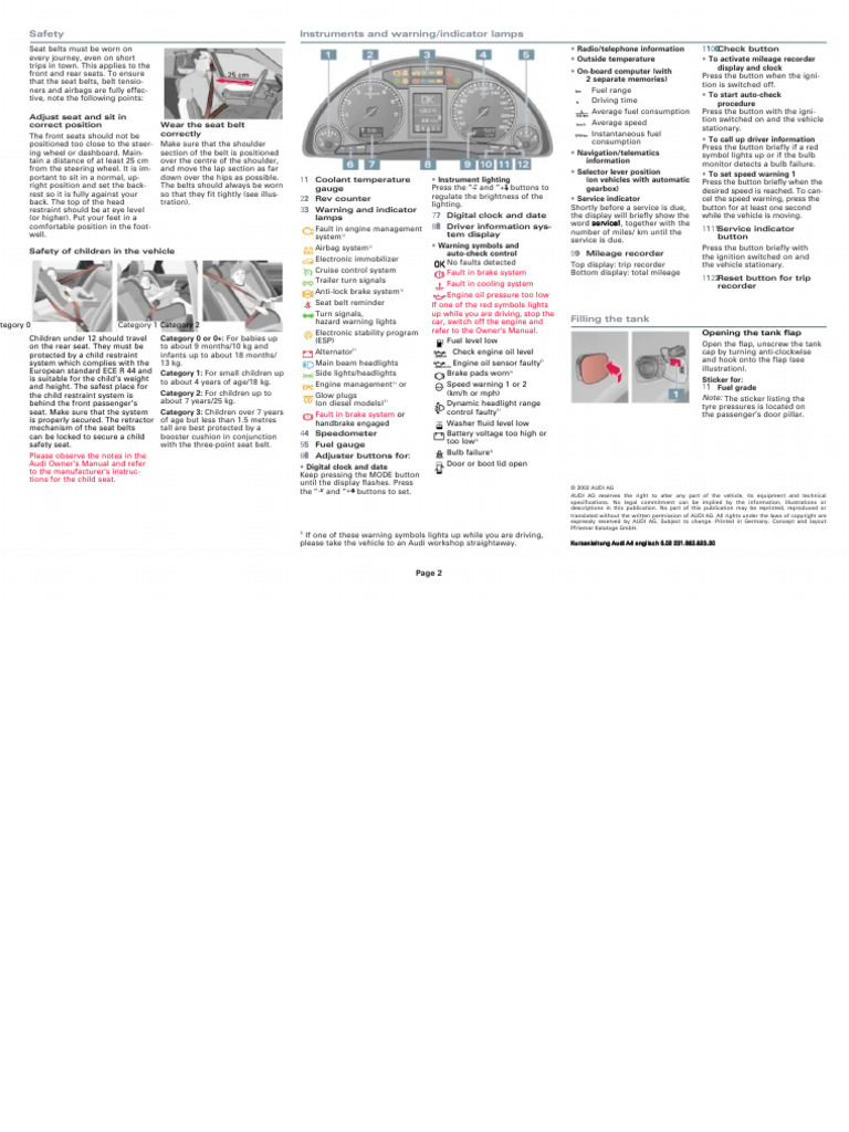 Uputstvo Za Koriscenje Audi A4 2 | PDF | Seat Belt | Headlamp