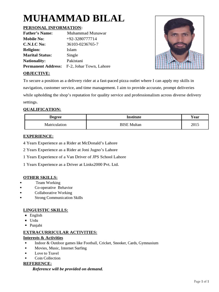 Bilal Cv | PDF