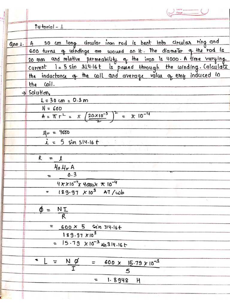 Electrical Machines Tutorial Solution | PDF