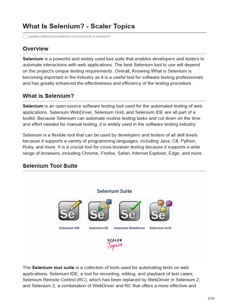 1.1 What Is Selenium | PDF | Selenium (Software) | Web Software