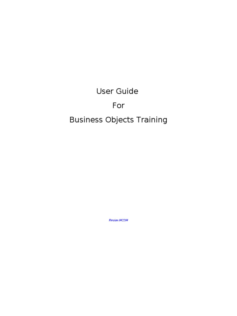User Guide For Business Objects Training | PDF | Microsoft Excel ...