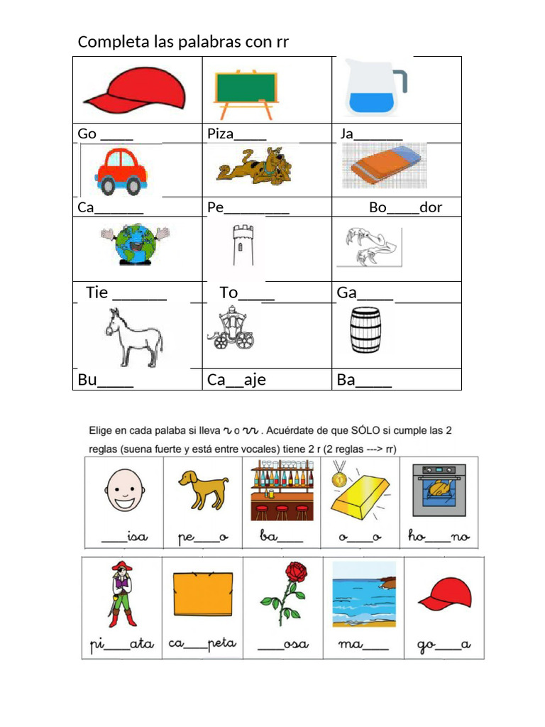 Completa Las Palabras Con RR | PDF