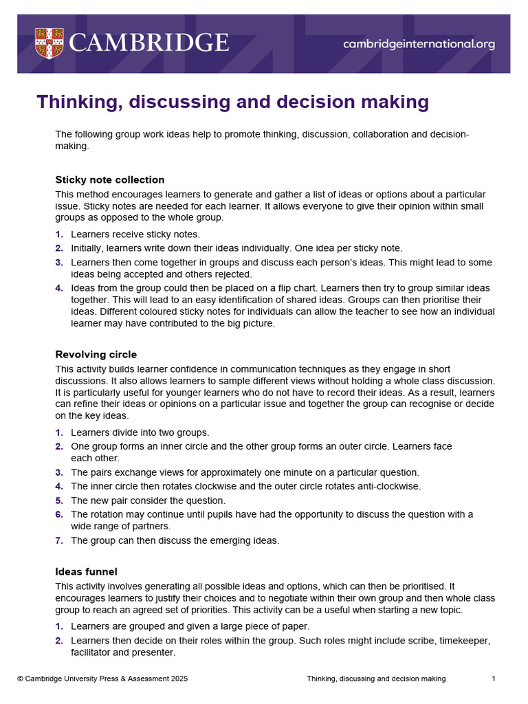 Group Activities for Collaborative Thinking | PDF | Human Communication ...