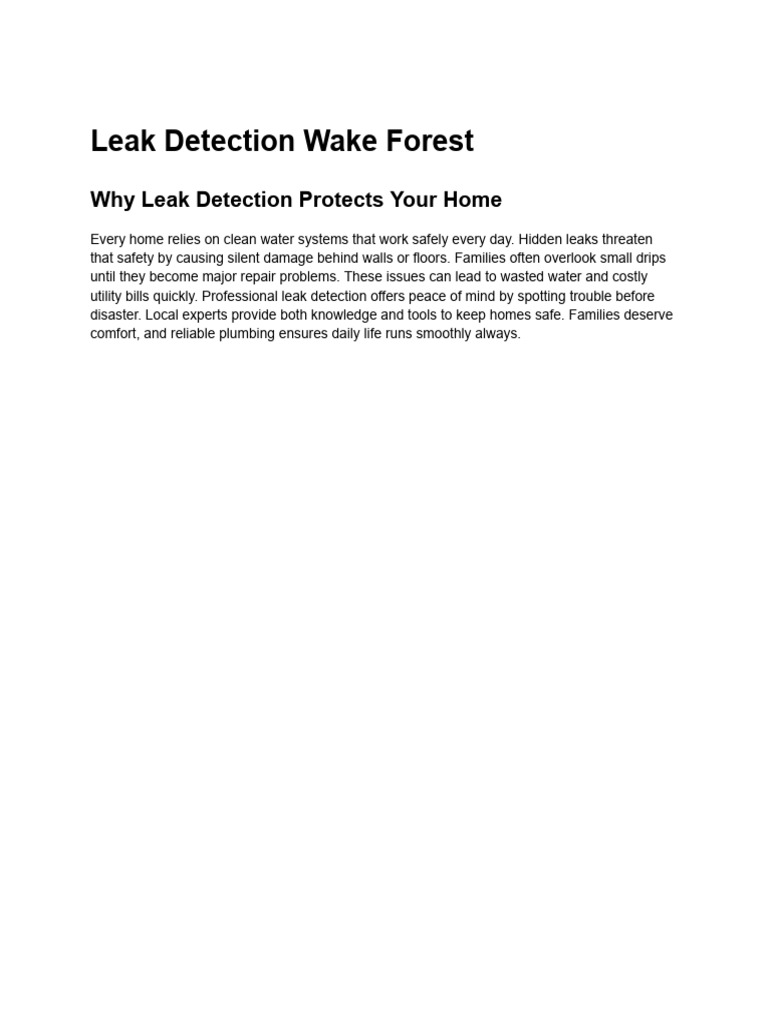 Expert Leak Detection in Wake Forest | PDF | Plumbing | Leak