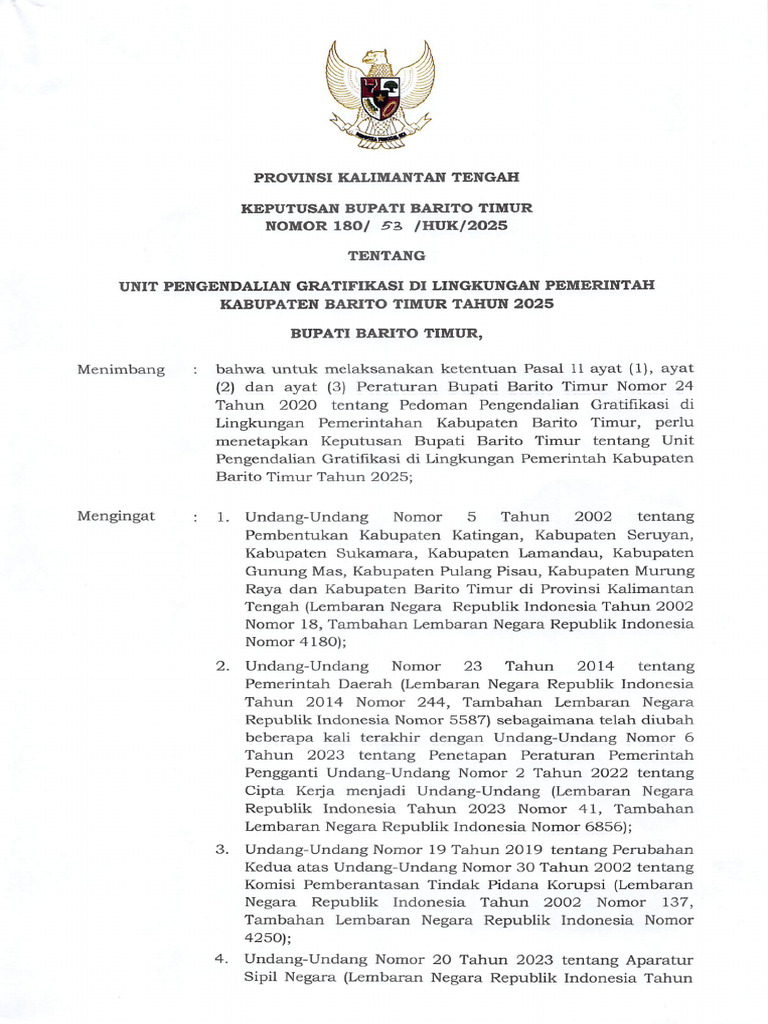 SK Unit Pengendalian Gratifikasi No. 180_53_HUK_2025 | PDF