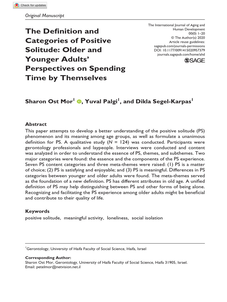 The Definition and Categories of Positive Solitude | PDF | Loneliness ...