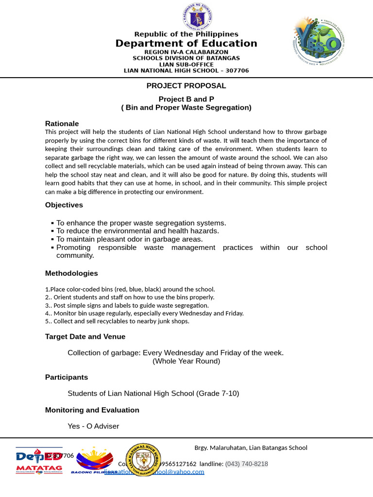 Waste Segregation Project Proposal | PDF | Waste | Environmental Issues
