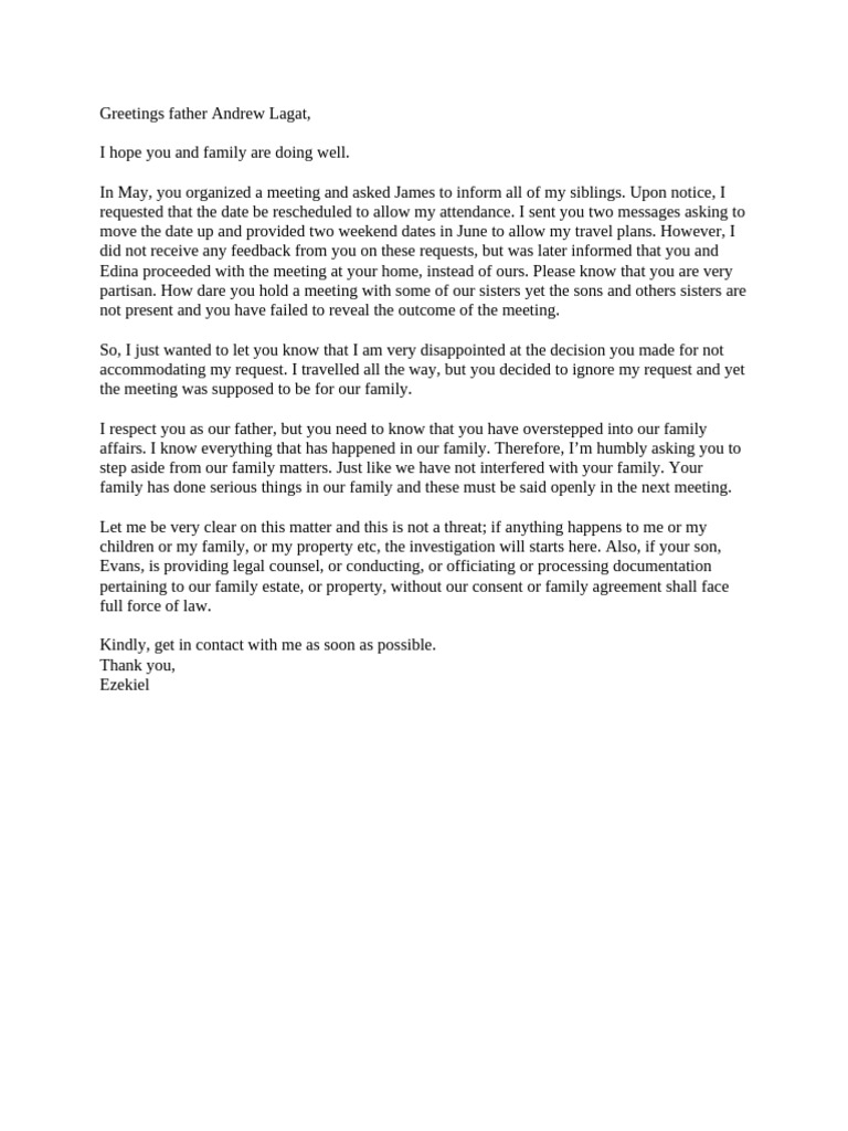 Greetings Father Andrew Lagat | PDF