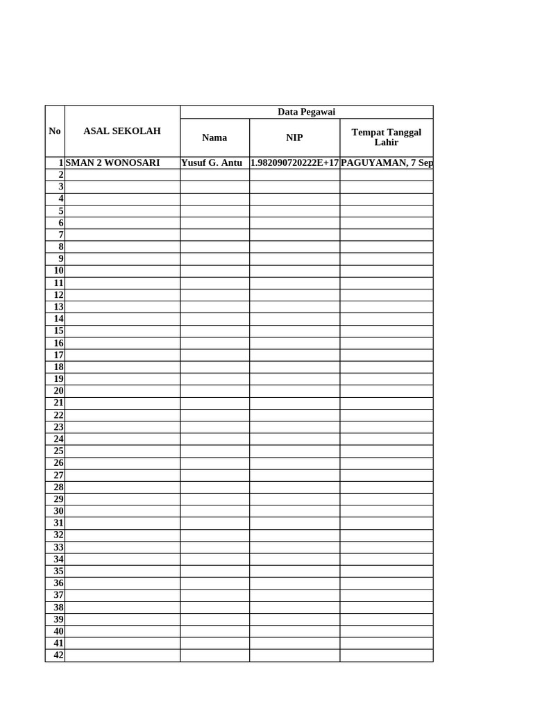 Format Data KP4 ASN Satuan Pendidikan | PDF