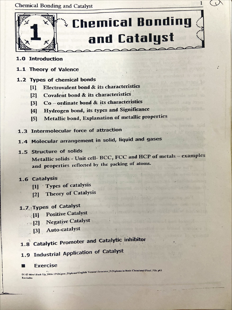 AC-Unit-1-Chemical Bondings and Catalysis - English | PDF