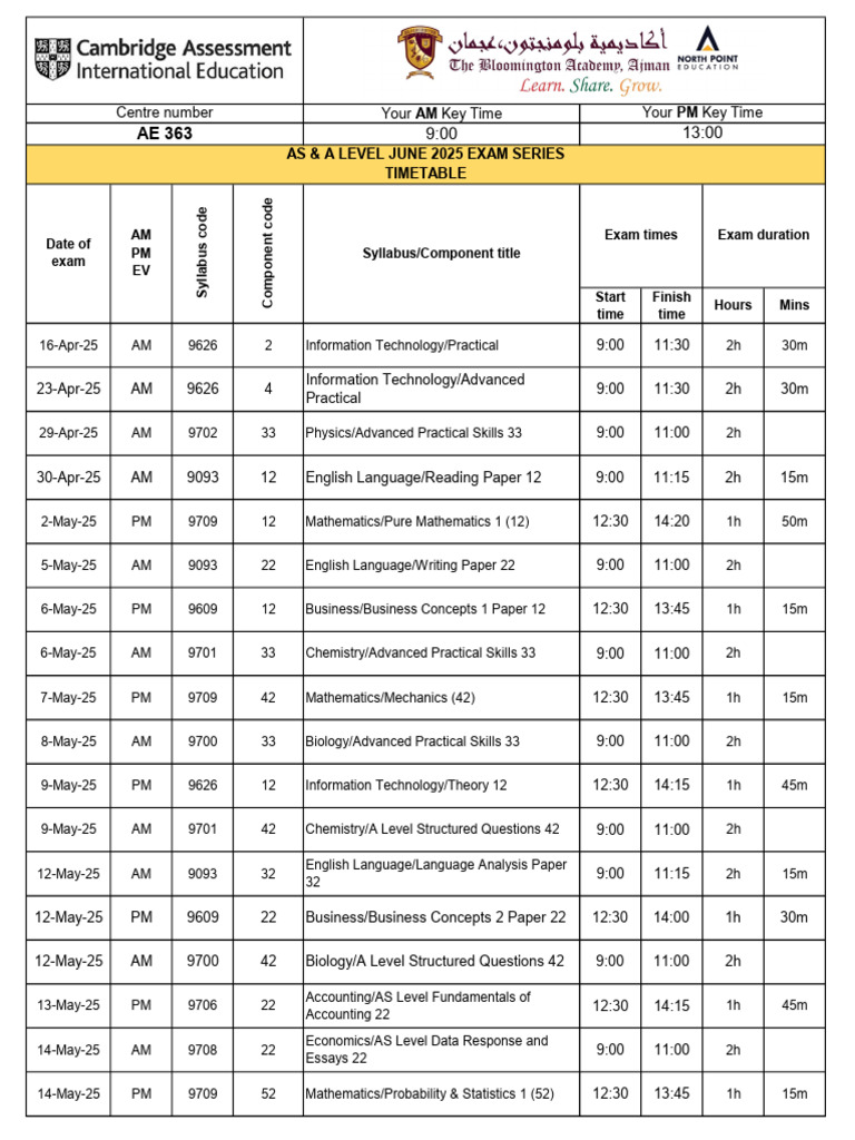 ASA Exam Schedule June 2025 | PDF | Mathematics | Analysis