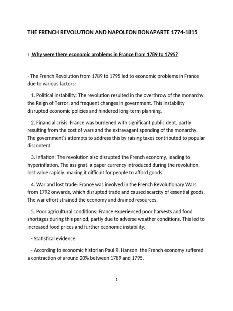 Economic Instability and Revolution in France | PDF | French Revolution ...