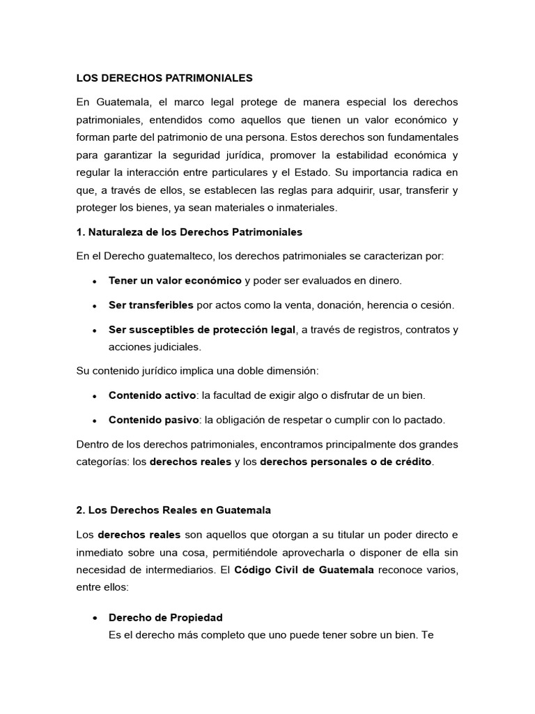 Ensayo Sobre Los Derechos Patrimoniales | PDF | Bienes (Ley) | Propiedad