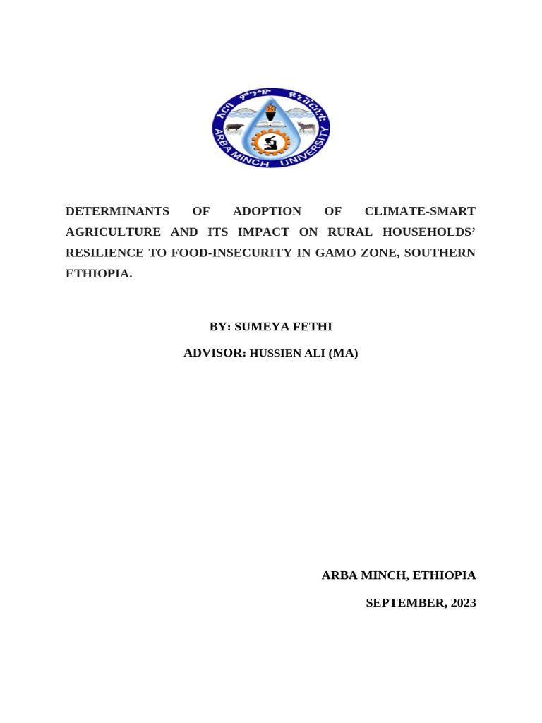 CSA Adoption and Its Impact On Resilience To Food Insecurity in Case of Gamo Zone, Ethiopia ...